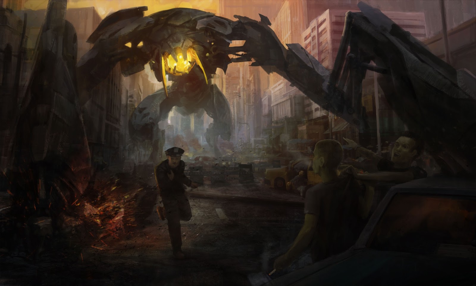 Art by Dennis Bjork: Step by step giant robot of doom