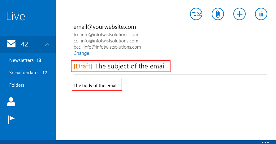 Mail to email address with cc, bcc, subject and body