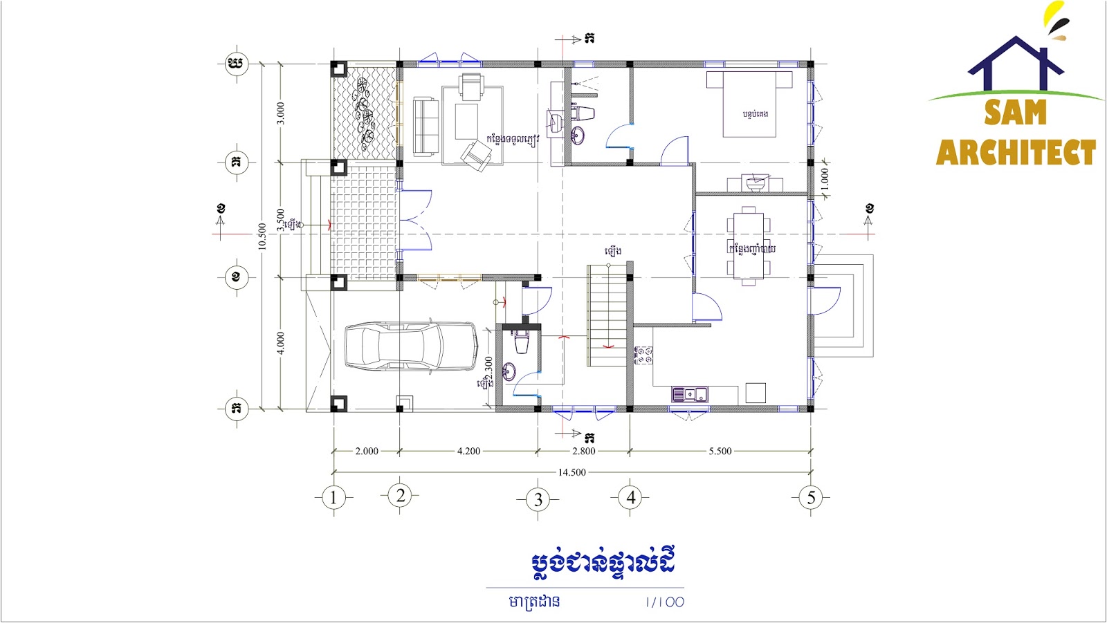 Villa Design Idea 10,5m x14,5m Autocad Sketchup and Lumion - Samphoas ...