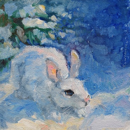 Carlene Dingman Atwater: White Rabbit in Winter 2013
