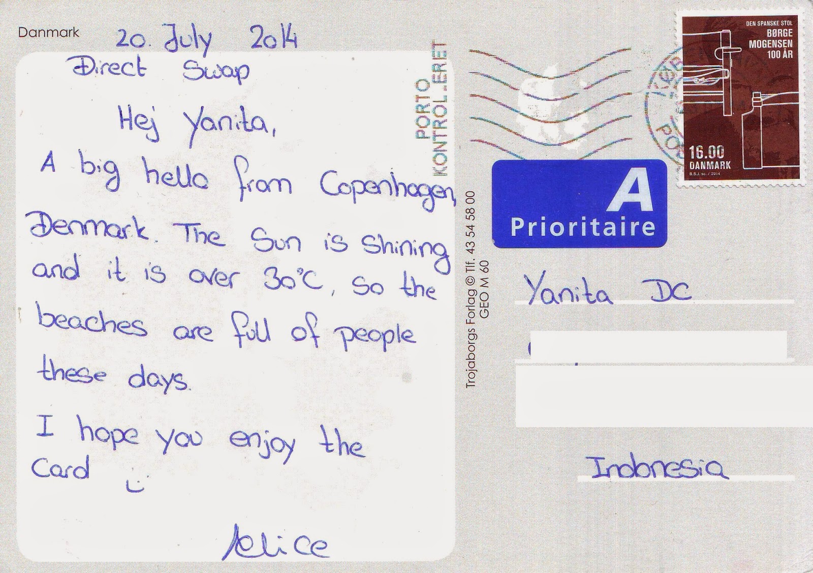 My World In (Written and Stamped) Postcards: [ DENMARK ] Map of Denmark