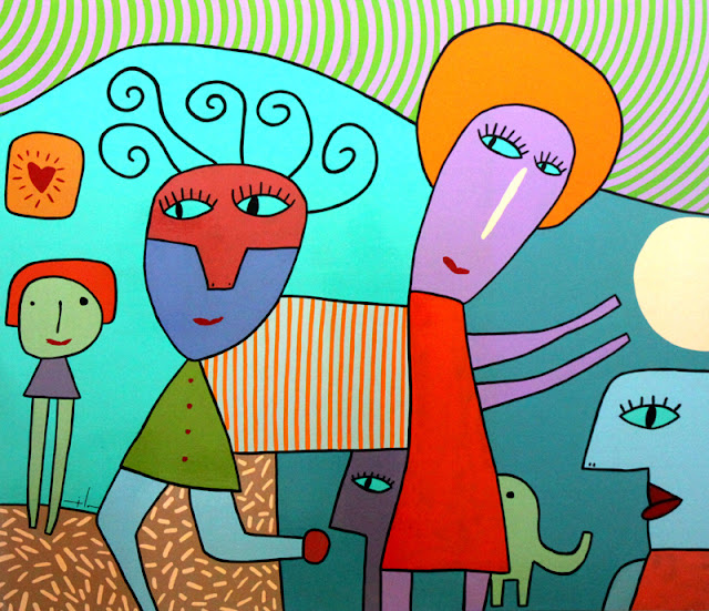 Pintando las formas de las obras de Milo Lockett