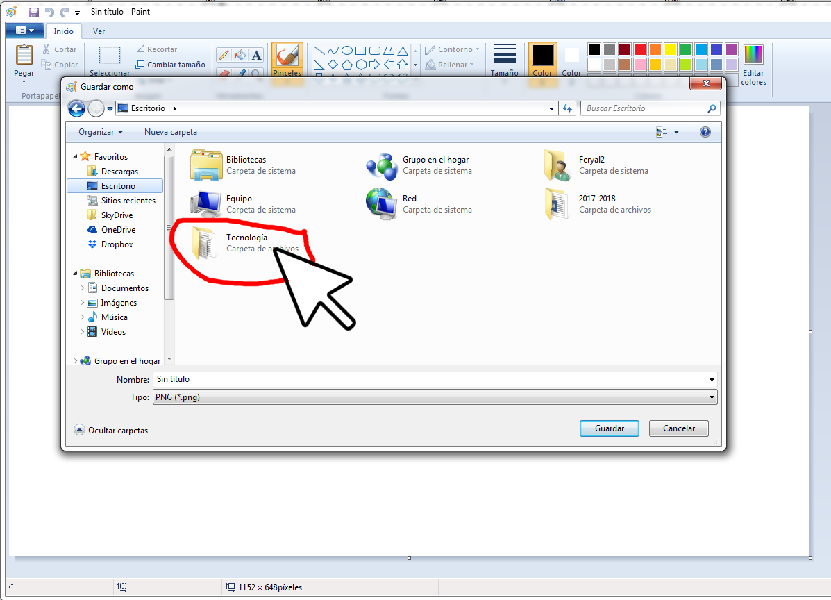 Tecnología: 1º Ed. Primaria: Guardando nuestro dibujo de Paint