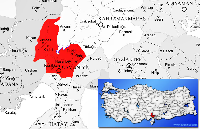 Osmaniye'nin ilçeleri (nüfus, rakım ve yüz ölçümleri) - Laf Sözlük