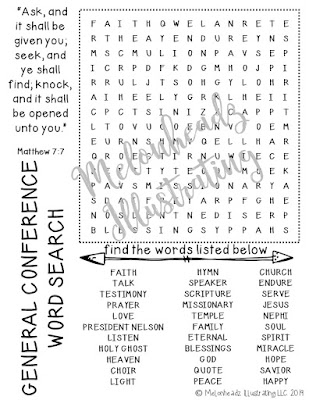 Melonheadz LDS illustrating: General Conference Word Search FREEBIE!!!!