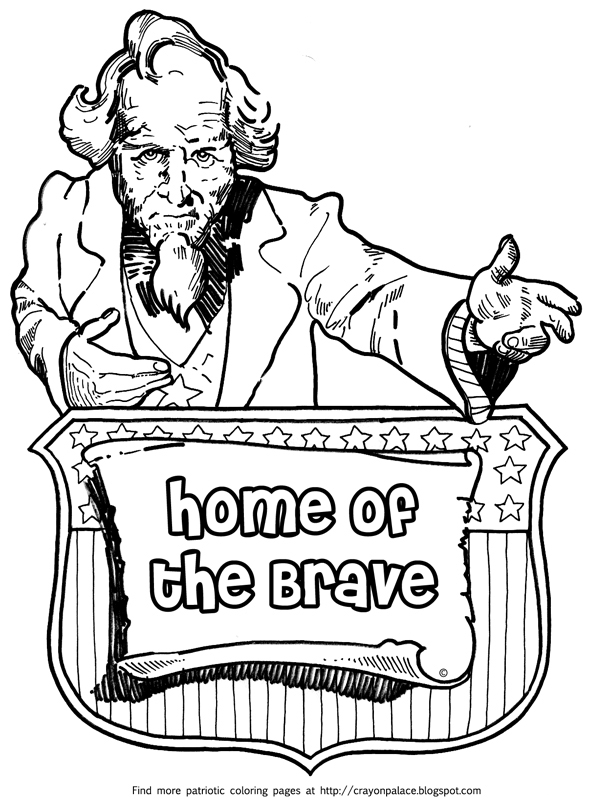 Crayon Palace: "Land of The Free" and "Home of The Brave" coloring pages