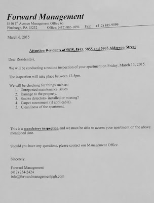 Leaking Bathroom Ceiling: Routine Apartment Inspection Notice from ...