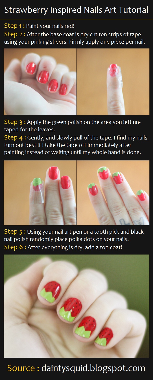 Strawberry Inspired Nails Art Tutorial | Pinterest Tutorials