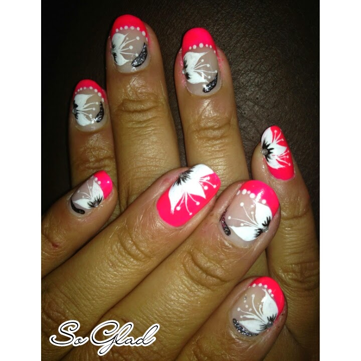 So Glad : Nail Art sur French Rose Fluo