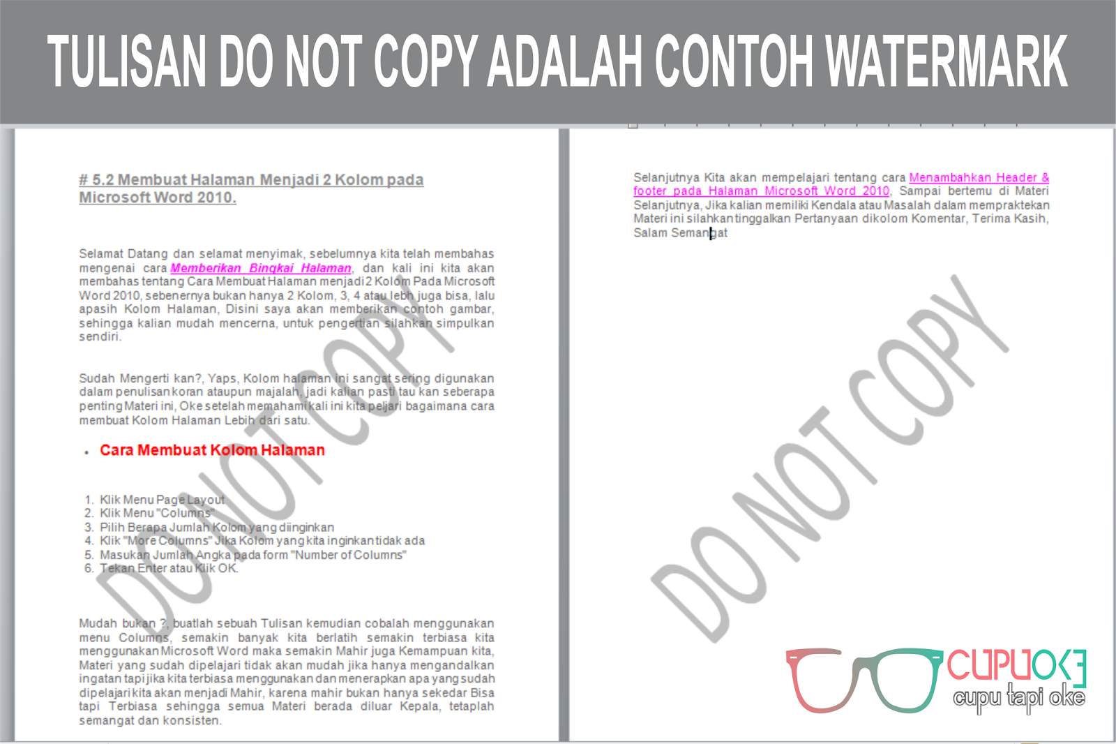 # 5.4 Membuat Watermark pada Microsoft Word 2010 - Cupuoke