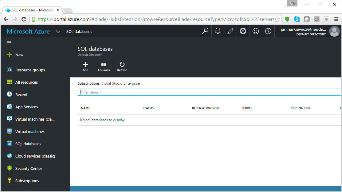Jan David Narkiewicz Developer Sql Azure Finding The Server Name For Sql Azure Instance