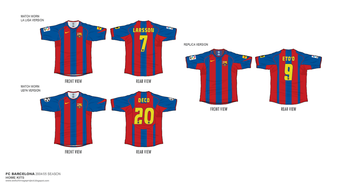 Football teams shirt and kits fan: FC Barcelona 2004-05 Home Shirts
