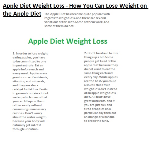 Apple Diet Weight Loss - How You Can Lose Weight on the Apple Diet ...