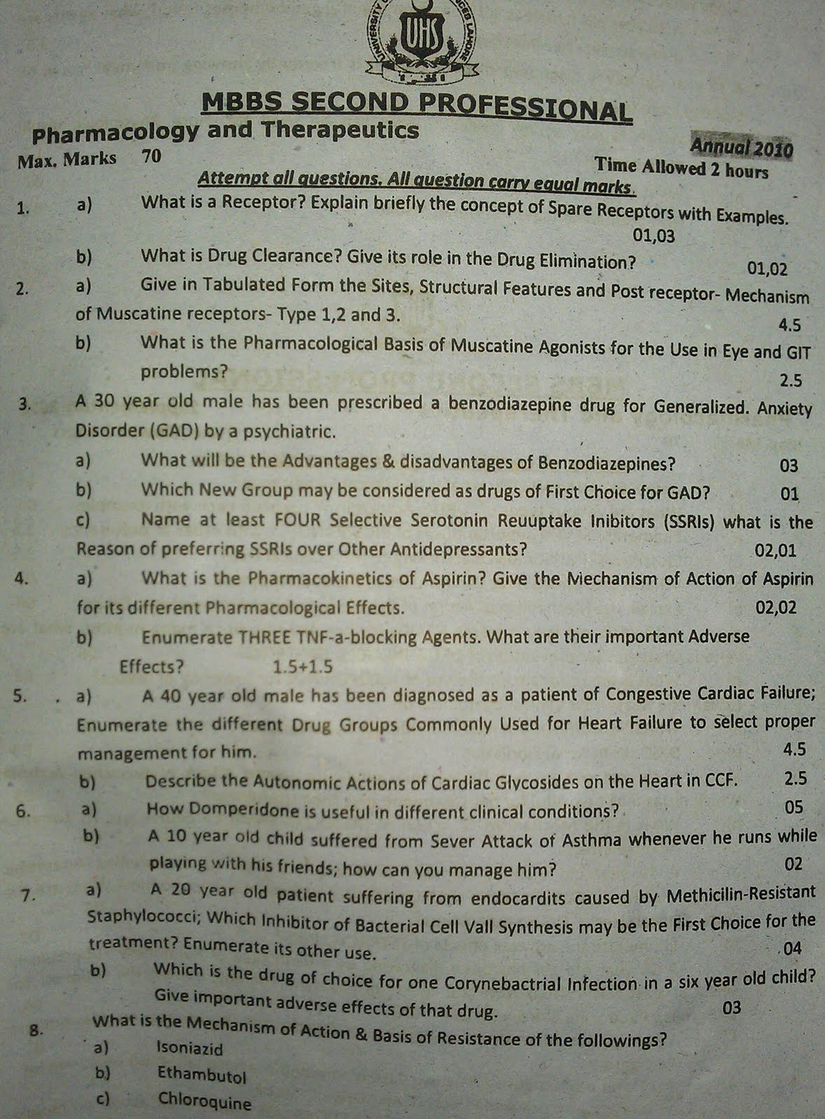 3rd year mbbs past papers. ~ Flash Medical
