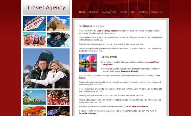Free Red Travel Agency CSS Website Template