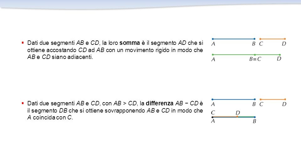 LA MATEMATICA E LA GEOMETRIA: geometria - somma e differenza di segmenti