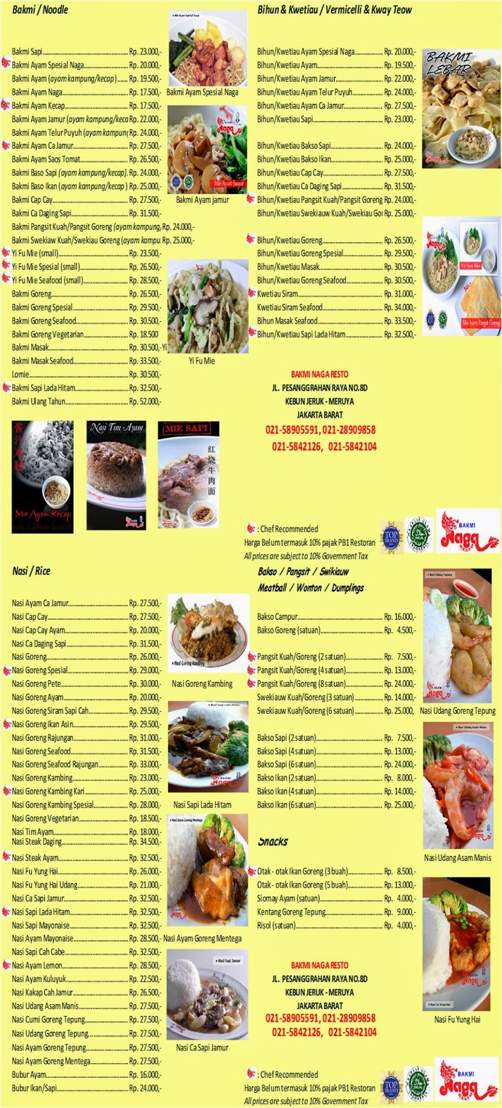 BAKMI NAGA RESTO: Menu