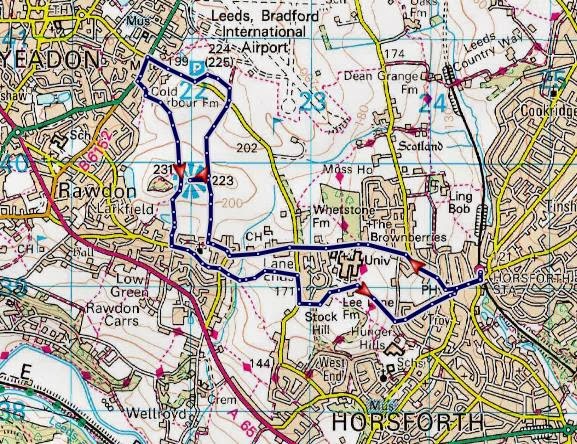 Fell Finder: Billing Hill and Plane Tree Hill from Horsforth, Leeds 1.1.14