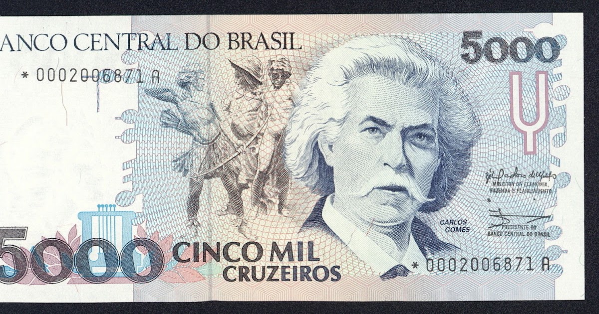 Brazil 5000 Cruzeiros banknote 1990 Carlos Gomes|World Banknotes ...