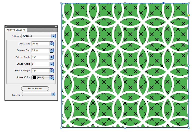 Document Geek: Green Circle and Crosses Fabric Pattern (PatternMaker)