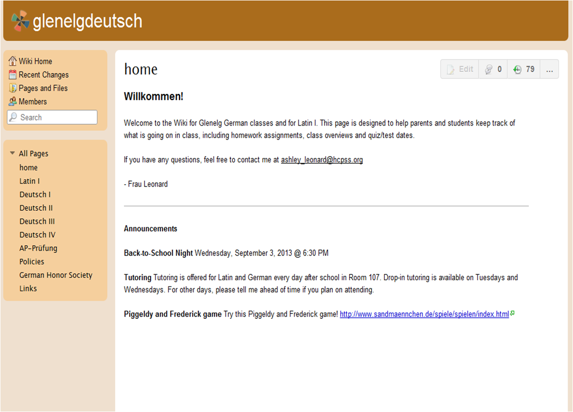The German Sektor: Wikispaces and Class Websites: A Guide