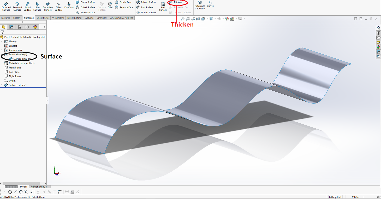 Design Tech Academy: Solid Works Thicken & creating solid from enclosed ...