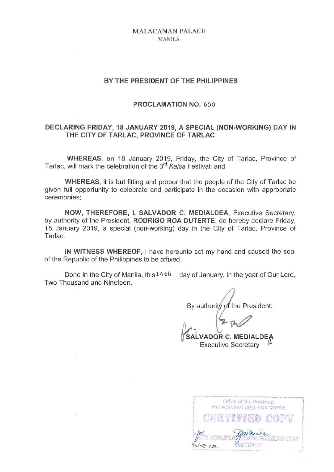 Philippine Holidays: Special (Non-Working) Day in Tarlac City on ...