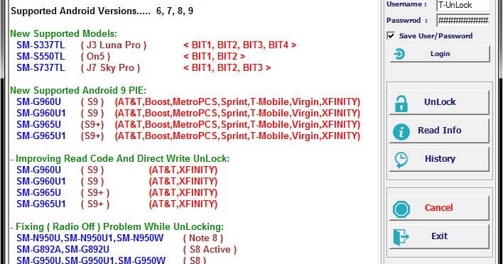 T-UnLock Application Update Release 1.0.1.0 - XDA150