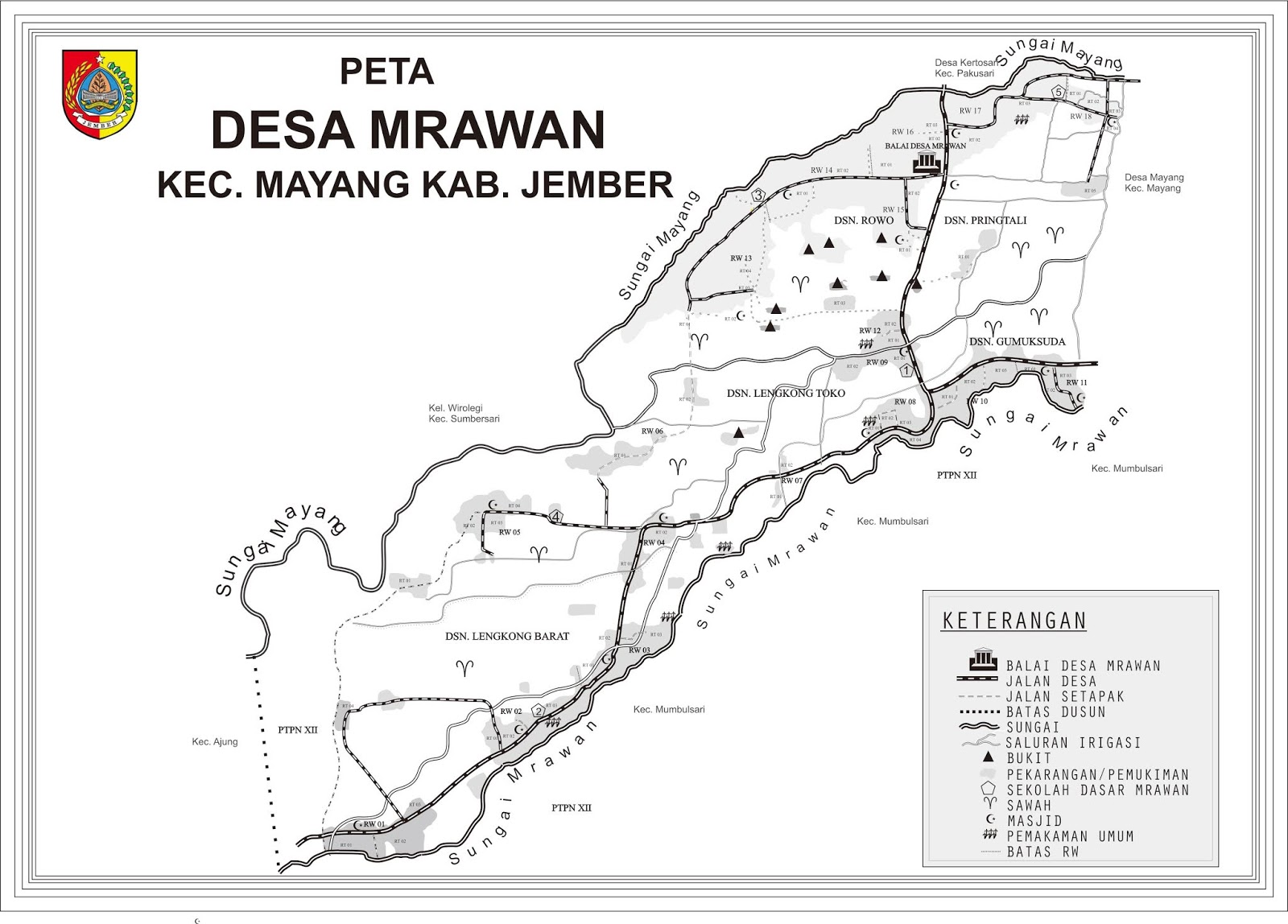 DESA MRAWAN KECAMATAN MAYANG JEMBER: Peta desa mrawan kec mayang kab jember
