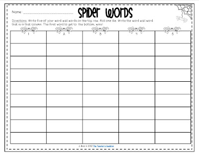 Spider spelling! - Teacher by the Beach