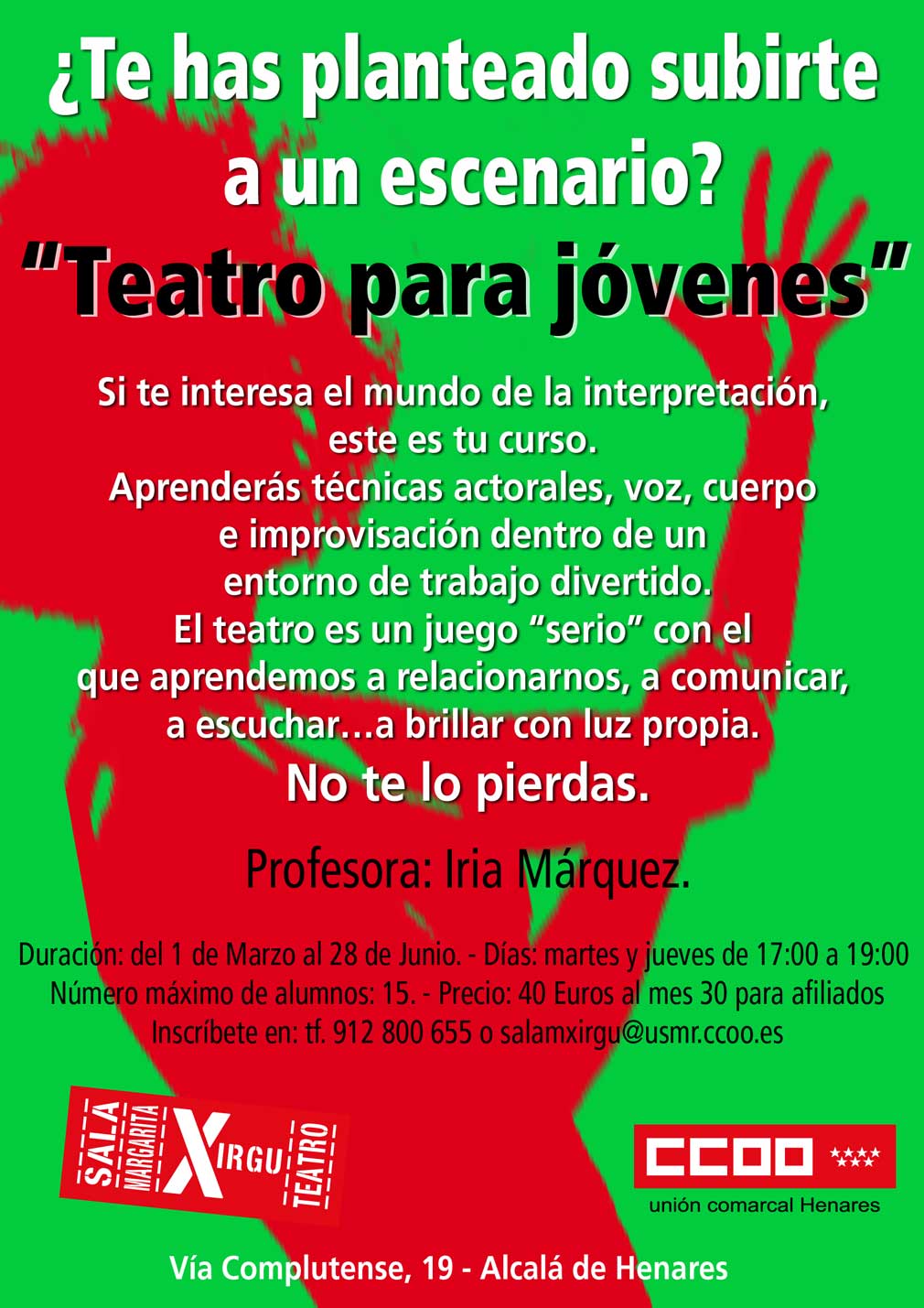 Sala Margarita Xirgu de CCOO: Curso de Teatro para Jóvenes