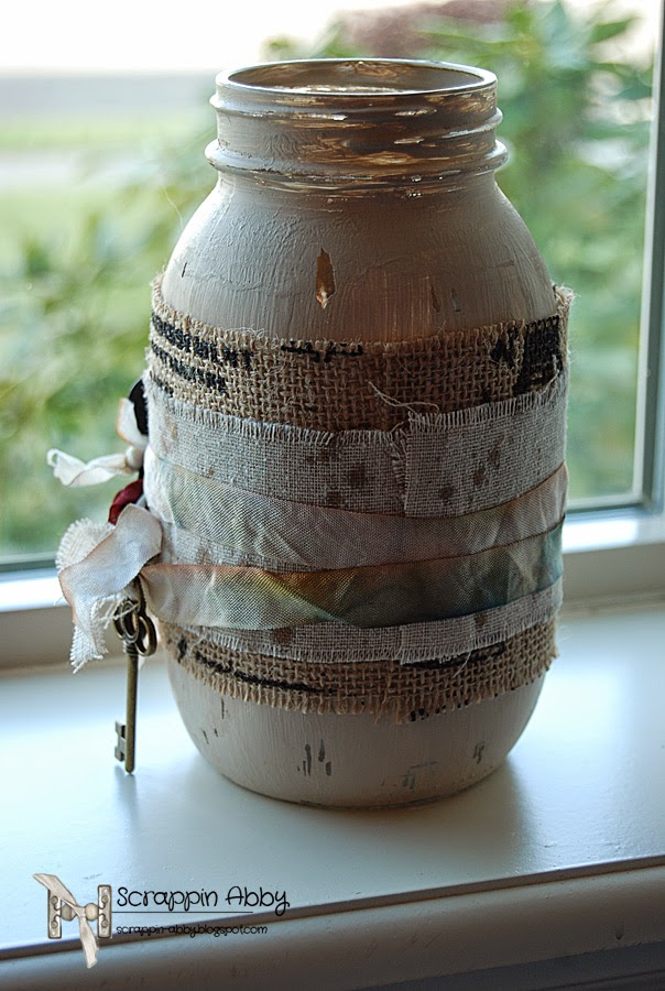 3 Girl JAM: Burlap & Crinkle Ribbon Altered Mason Jar