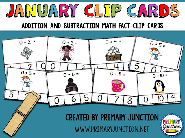 Math Fact Clip Cards: Addition and Subtraction to 10 | Primary Junction