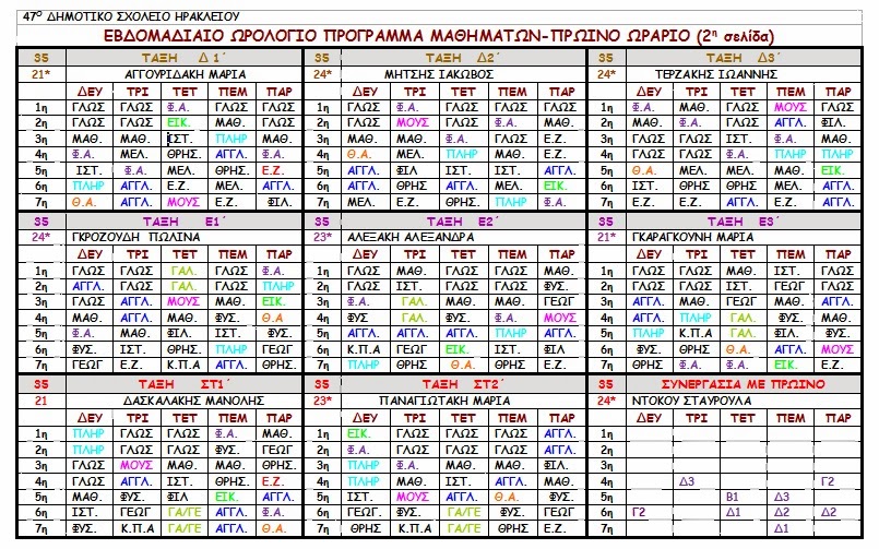 ΕΒΔΟΜΑΔΙΑΙΟ ΩΡΟΛΟΓΙΟ ΠΡΟΓΡΑΜΜΑ ΜΑΘΗΜΑΤΩΝ ΠΡΩΙΝΟ ΩΡΑΡΙΟ | 47ο Δημοτικό ...