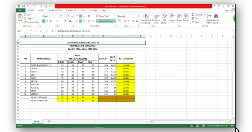 CARA MEMBUAT DAFTAR NILAI MENGGUNAKAN MS EXCEL 2007 - Bahasan Ilmu ...