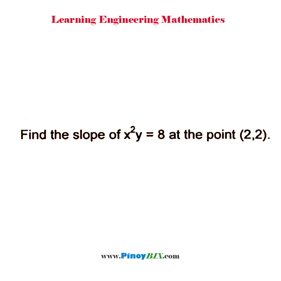 Solution Find The Slope Of X 2y 8 At The Point 2 2 PinoyBIX