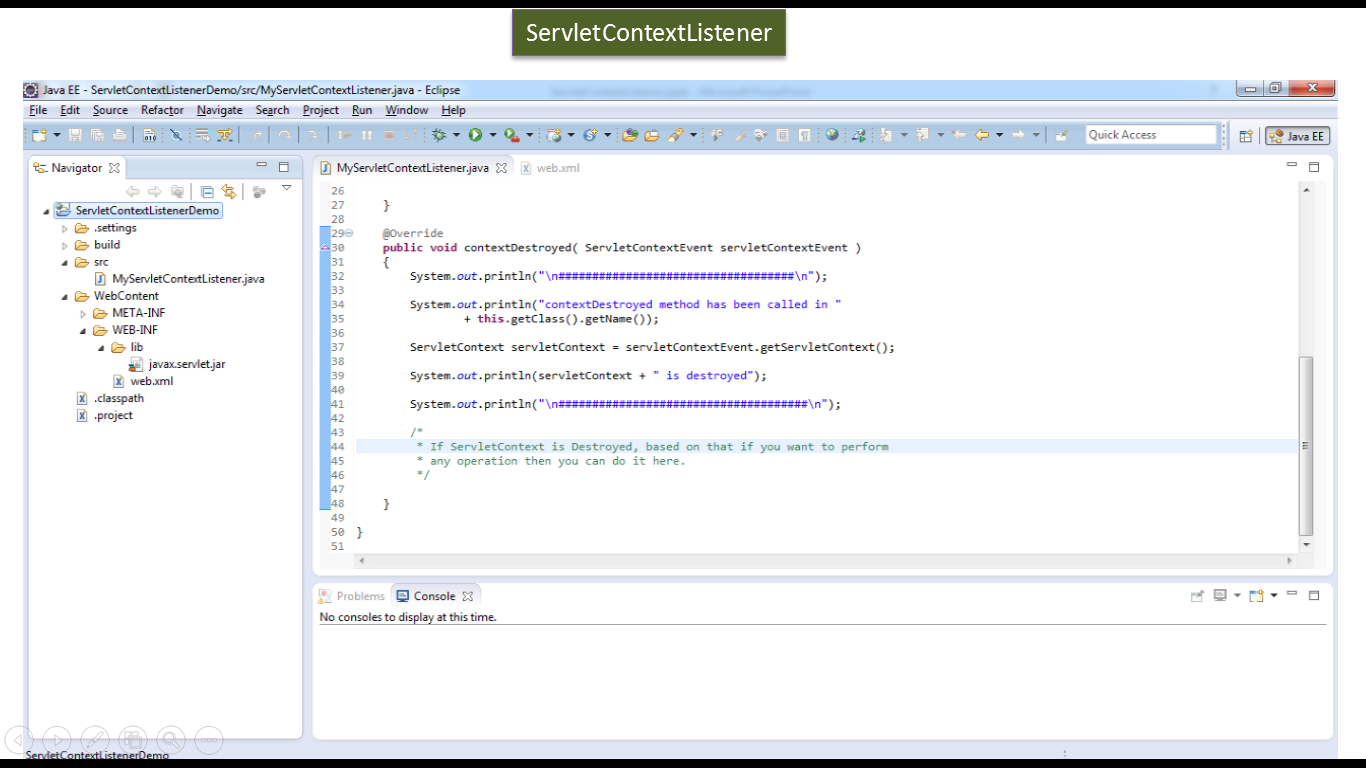 JAVA EE: Servlets : ServletContextListener Demo