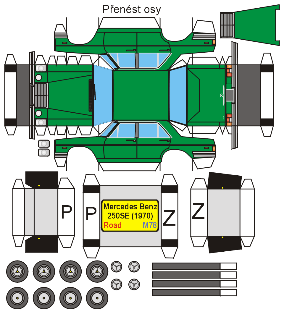 SP. Papel Modelismo: PaperCraft 1970 Mercedes Benz 250SE