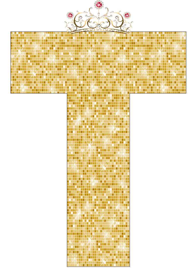 Abecedario de Corona con Fondo Dorado. Alphabet of Crown with Golden ...