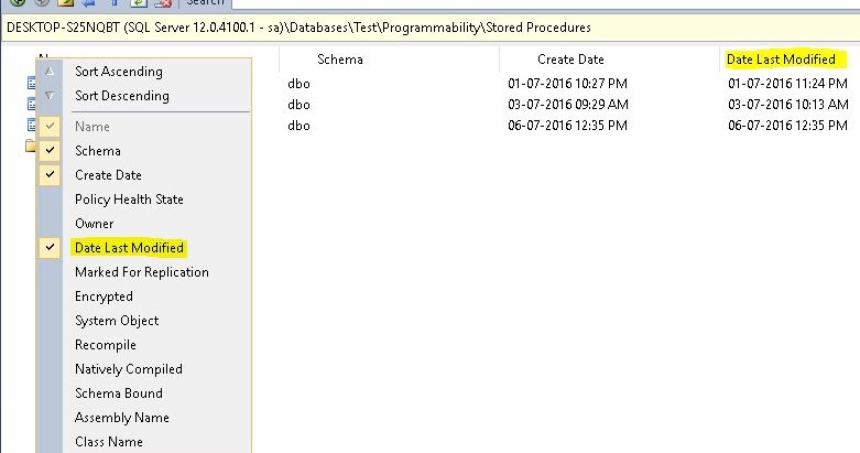 List all stored procedures which are modified recently in a SQL Server ...