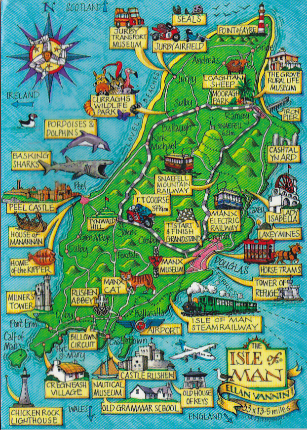 Postcard A La Carte: Isle of Man - Map