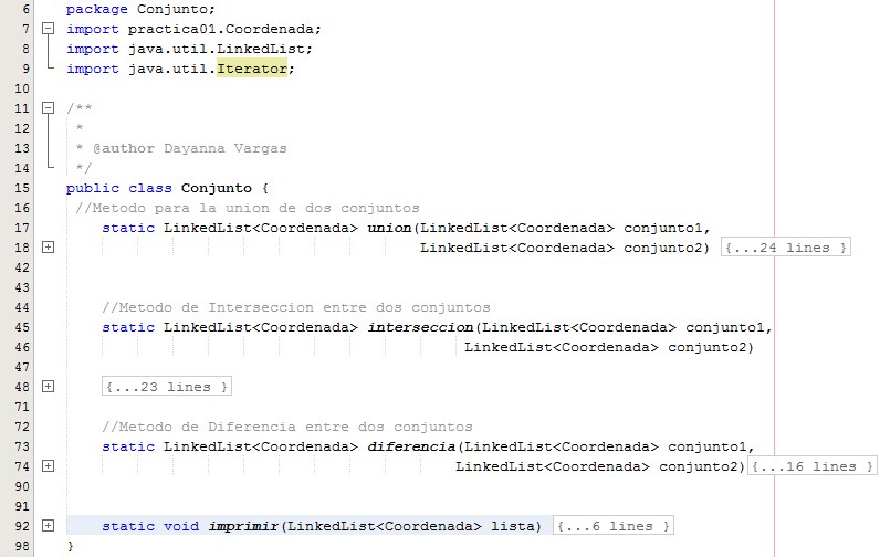 ESTRUCTURAS DE DATOS: Java:Unión, Intersección y Diferencia entre conjuntos
