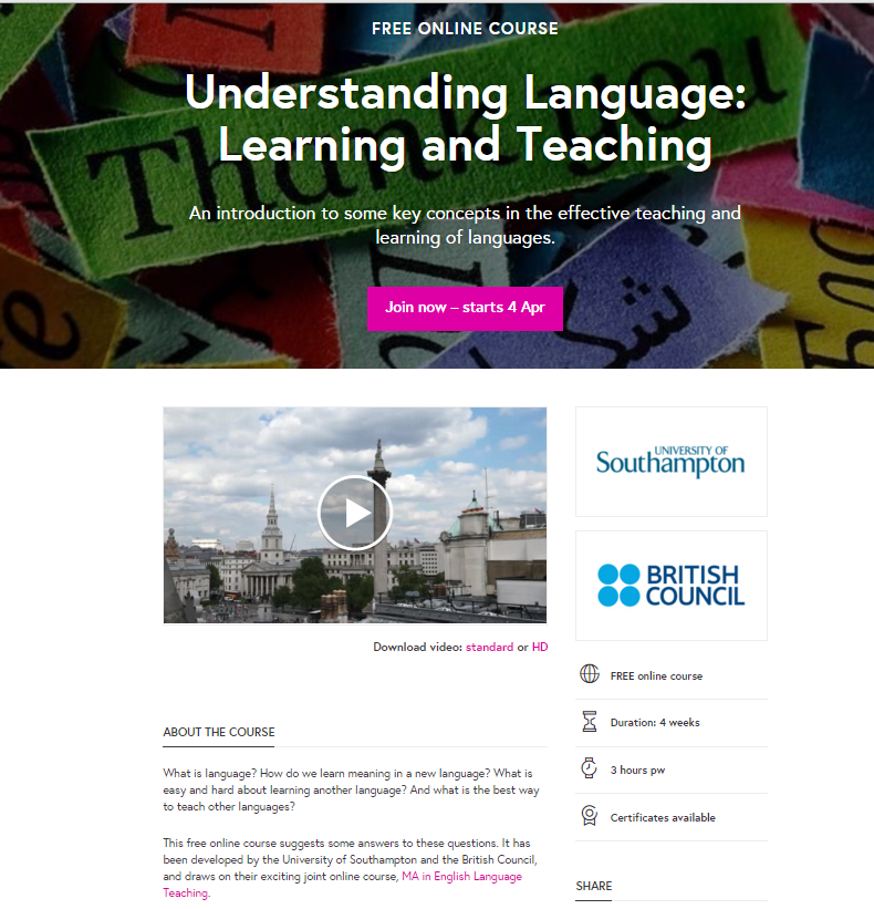 English Elda: Understanding Language: Learning and Teaching #MOOC