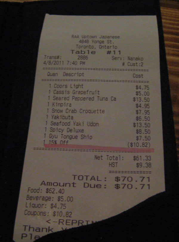 Jessica Eats: New Izakaya: Raa Izakaya Sushi and Sake Bar @ Yonge and ...