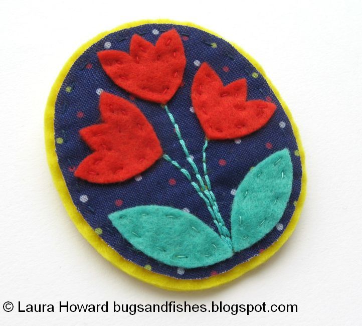 Bugs and Fishes by Lupin: How To: Make a Folk Flower Brooch from Felt ...