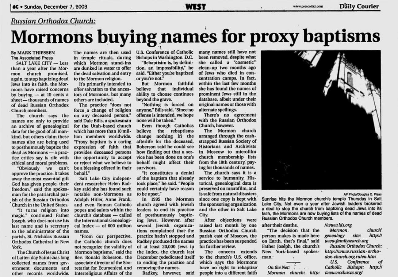 StevenWarRan Research: Mormon Baptism