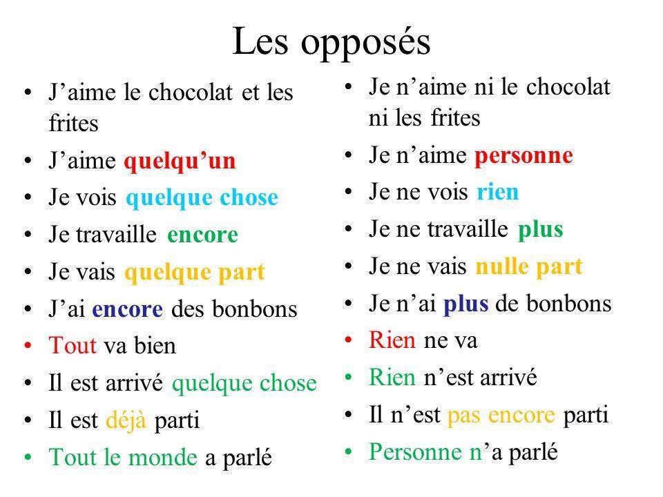 Apprenons le français : Les opposes