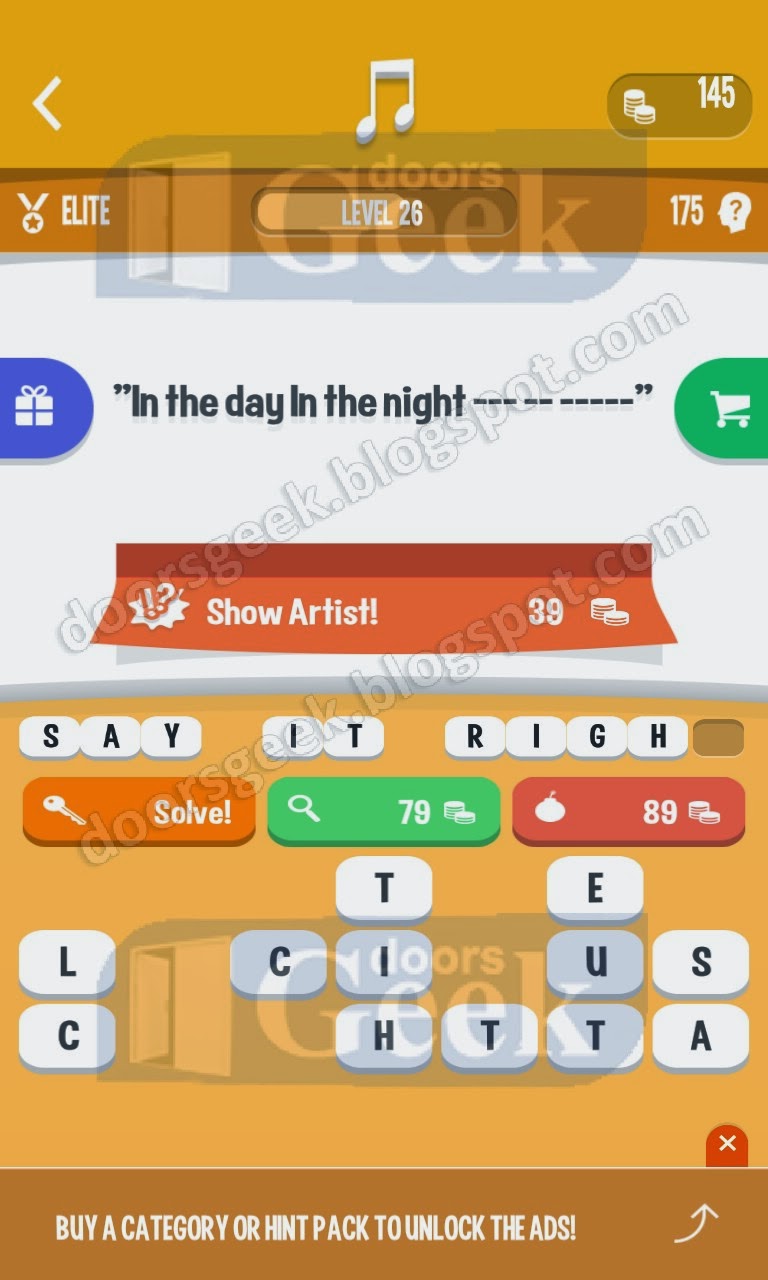 Song Quiz [Elite] Level 26 Answer ~ Doors Geek