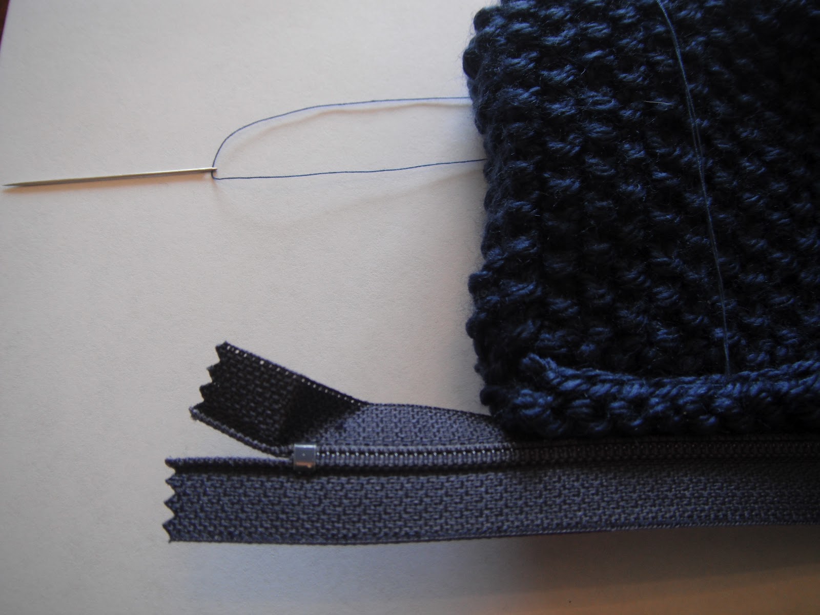 One Creative Outlet: Sewing A Zipper into Knitted Fabric