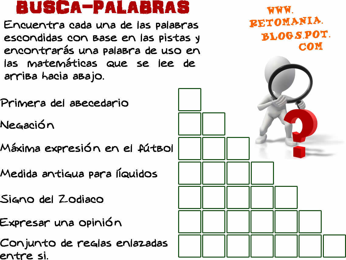 RETO 11 - BUSCA-PALABRAS ~ RETOS MATEMÁTICOS